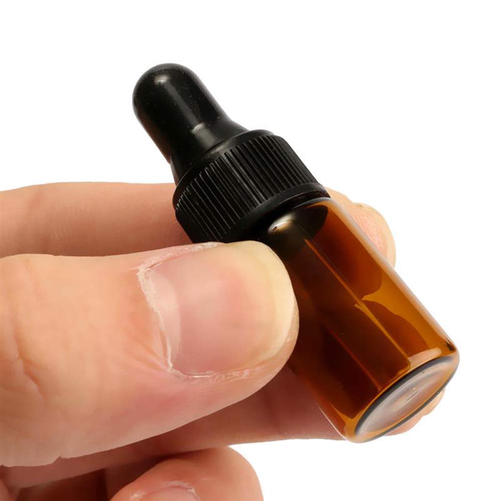 MOTZU 50 Pack 0.1oz(3ml) Amber Glass Dropper Bottles, Refillable Empty Bottle for Essential Oils, Cosmetics, and Cooking, with Glass Eye Dropper and Cap
