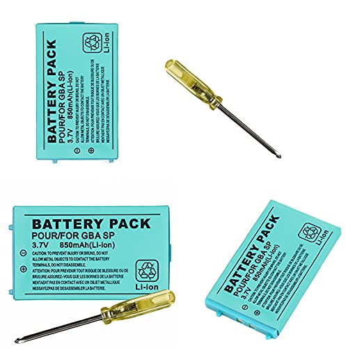 GMRBOO 850mah 3.7V Rechargeable Lithium Ion Replacement Battery for Nintendo GBA Sp + Tool Pack Kit Compatible for Nintendo GBA SP