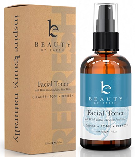 Facial Toner with Organic and Natural Witch Hazel Rose Water Astringent - Best Hydrating and Clarifying Face Spray for Daily Use, No Alcohol or Oil, Skin Cleansing for Men and Women, 4oz