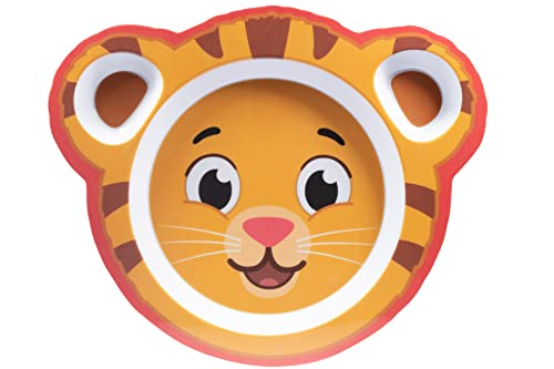 Daniel Tiger Mealtime Feeding Plates - Set of 2, Cute Compartment Dishes with Deep Sides for Kids - Divided Sections for Healthy Eating Habits, Melamine, BPA Free, Dishwasher Safe, Break Resistant