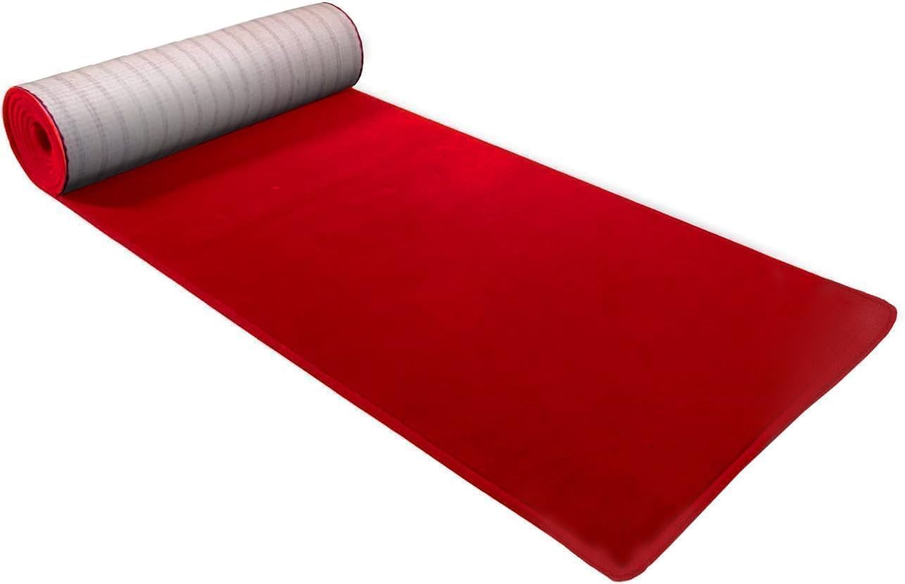 BannerBuzz Red Carpet Runner, Premium 1400 GSM Anti-Slip Aisle Runway Rug, Party Movie Theme Prom Ceremony Wedding Decorations Outdoor Indoor Events (3' W X 12' H, Red)