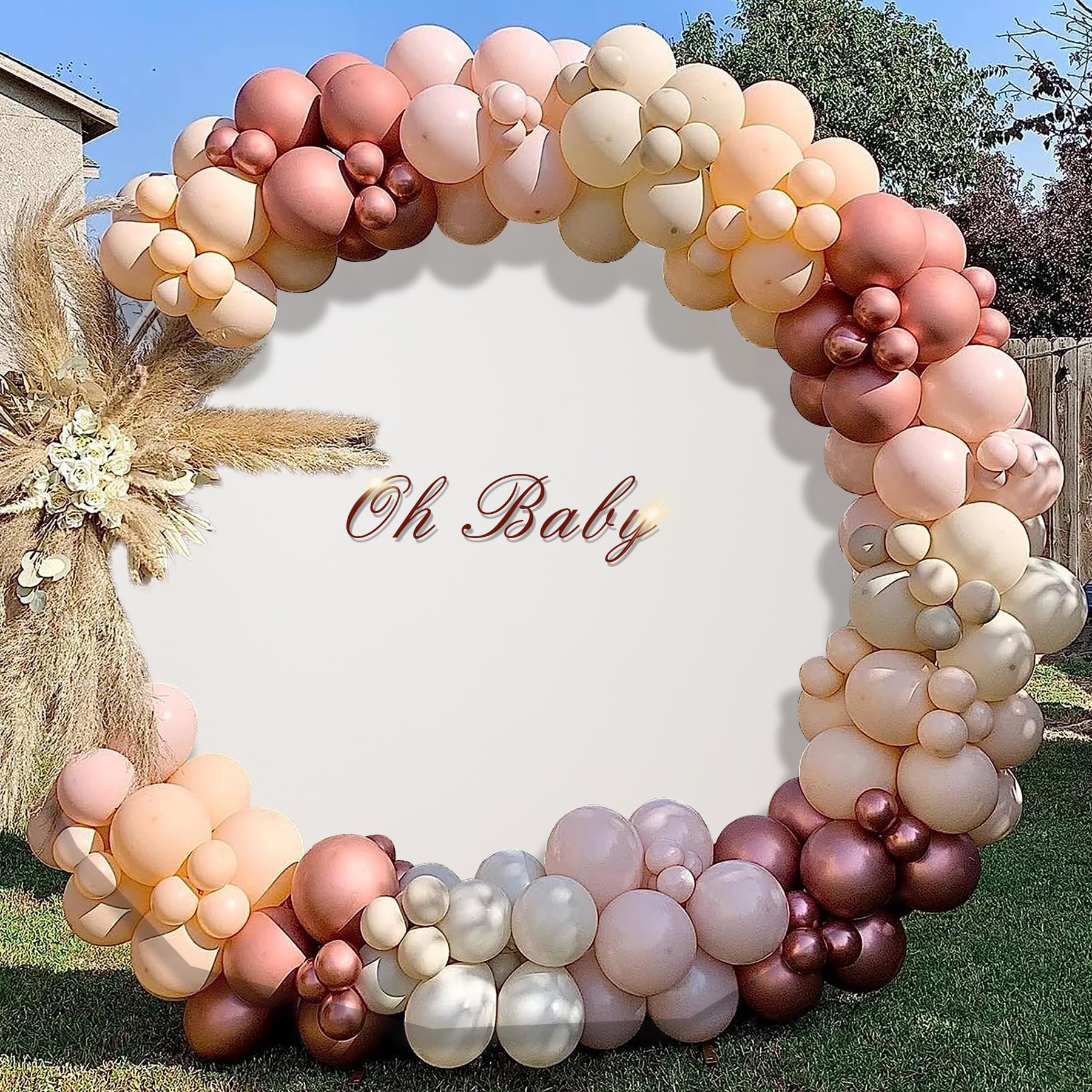 6.5ft Ivory Round Backdrop Cover Suitable for 6.5ft 6.56ft 6.6ft Circle Stand, Pure Ivory Spandex Wrinkle Free Birthday Party Wedding Photography Circle Backdrop Cover Arch Background