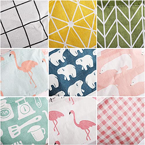 Lawei 9 Pack Mini Canvas Storage Bins - Collapsible Canvas Shelf Basket Nursery Organizer Boxwith Handles for Nursery Kids Bathroom Home Office