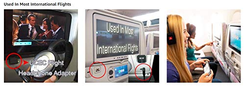 MAOYE Airplane Airline Flight Adapters for Headphones, Airplane Headphone Adapter, UCEC 3.5mm Golden Plated Airline Earphone Adapter for in-Flight Entertainment System, 2 Pack (Blue)