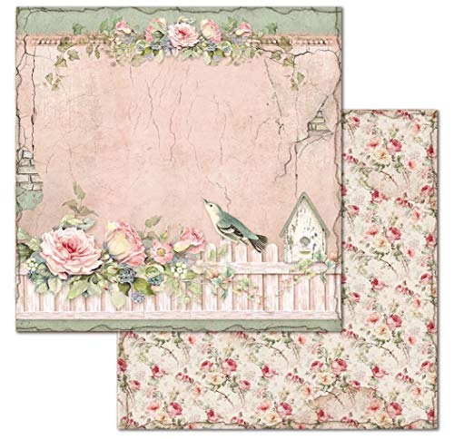 STAMPERIA INTERNATIONAL, KFT PAPER PAD 8X8 10PK HOUSE ROSE, 20.3 x 20.3 (8" x 8"), Multicoloured