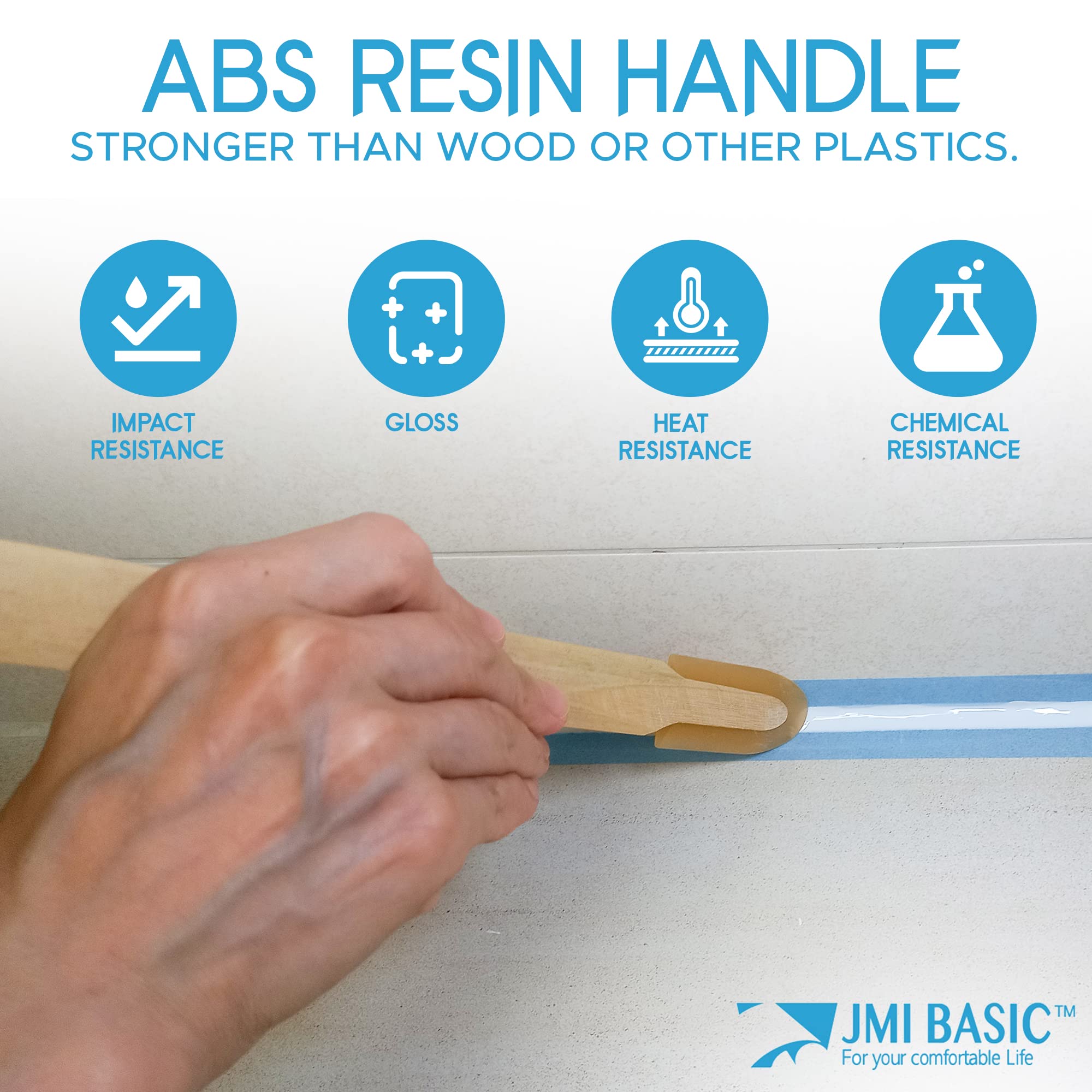 JMIBASIC Grout Caulk Finishing Tool - Multi Size 4 Pieces Set - Smooth Grout Sealant Silicone Caulking Tool - Rubber Spatula Spreader - Grout Sealer Applicator - Ergonomic Handle Grip_ABS (1.1 Inch)