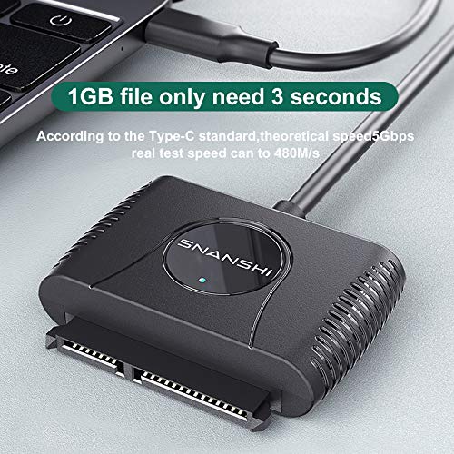 SATA to USB C Adapter, SNANSHI USB C to SATA 3.5Inch USB Type C to SATA Adapter Converter with UASP SATA to USB Converter for 2.5" 3.5” Hard Drives Disk HDD, with 12V Power Adapter