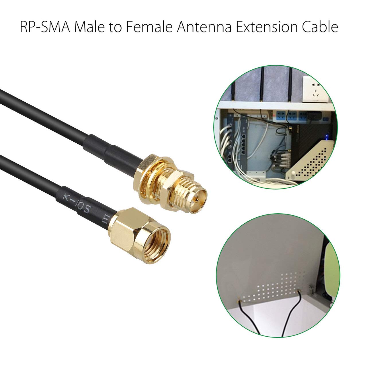 traderplus 3-Pack 10FT RP-SMA Male to Female Extension Cable WiFi Router Antenna Extender