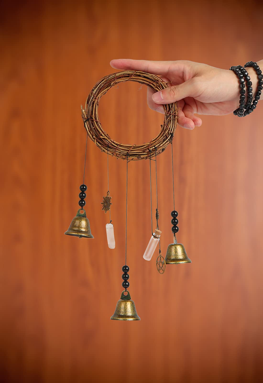 Witch Bells for Home Protection, Christmas Bells, Handmade Witchy Decor for Attracts Positive and Drive Out Negative, Boho Door Handle Garden Patio Magic Bell Beads Wicca Supplies