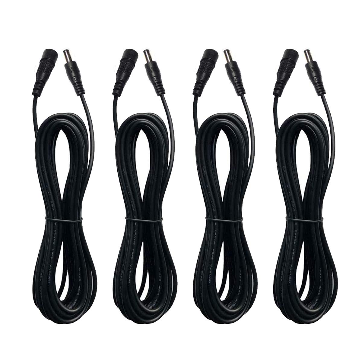 Power Extension Cord, DC 12v 10ft 2.1mm x 5.5mm 4 Pack Power Adapter Supply Camera Extension Cable for CCTV Wireless IP Security Camera, LED Strip, Monitors, DVR, Audio Camera and Router (4 Pack)