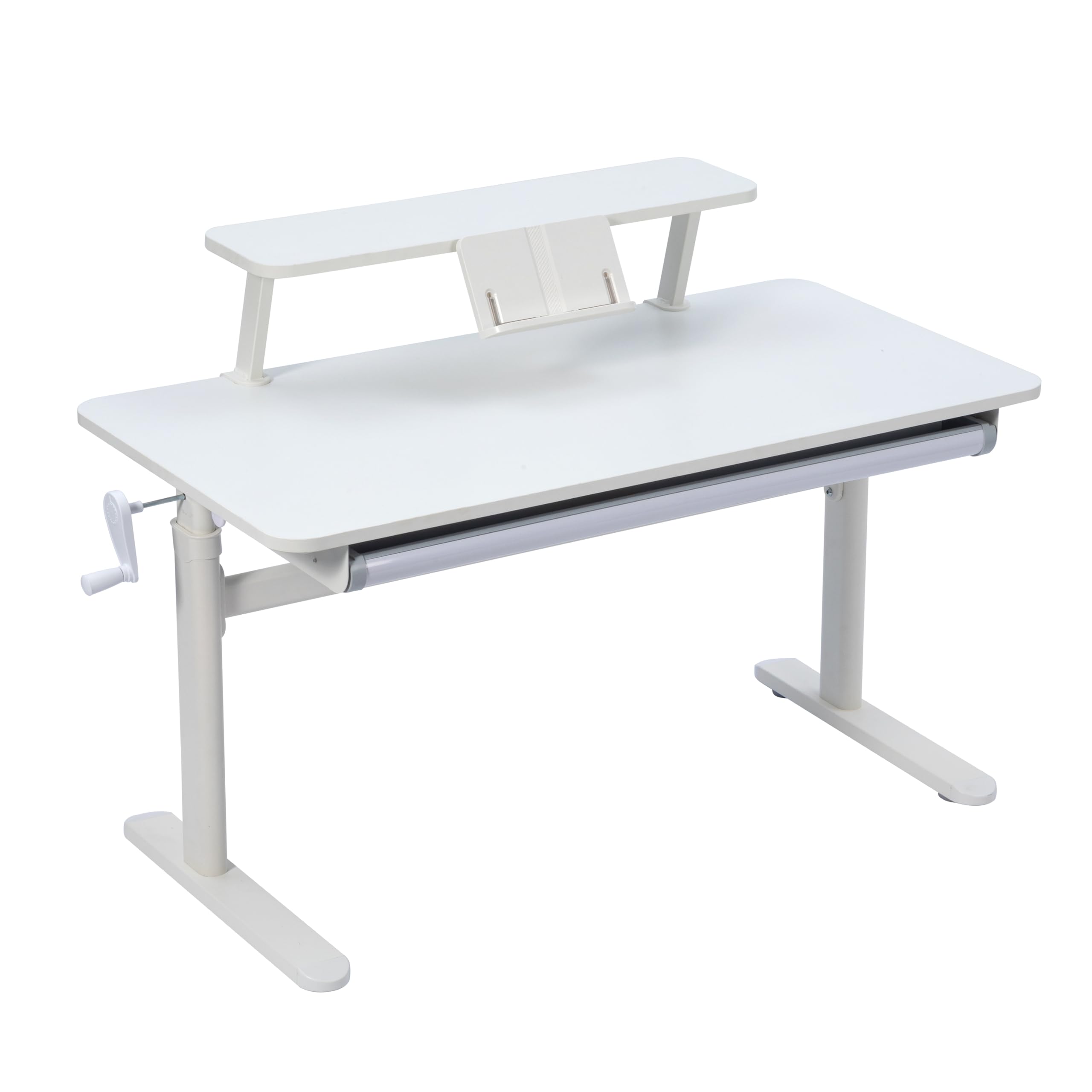 Fosheni Versatile Children's Adjustable Study Desk with Detachable Bookshelf - Height-Adjustable [47" x 23"] Workstation for Kids - Tilting Desktop, Storage Drawer, Ergonomic Design, Woodgrain