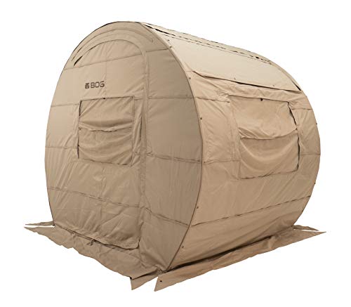 BOG HayMaker Ground Blind with StealthTrac Window System, Pop-Up Hay Bale Imitation, Brush Loops, 600D Water Resistant Fabric, Steel Frame, and Waterfowl Trap Door for Hunting, Shooting, and Outdoors