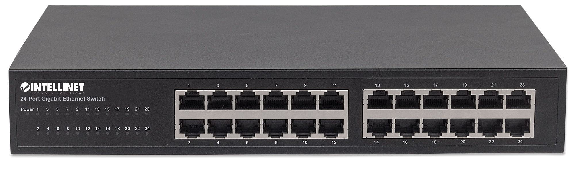 Intellinet 24 Port Gigabit Ethernet Switch - Unmanaged, 10/100/1000 Mbps Ports, Rackmount & Desktop, Sturdy Metal Design, Fanless Quiet, EEE, Flow Control – 3 Yr Mfg Warranty - 561273