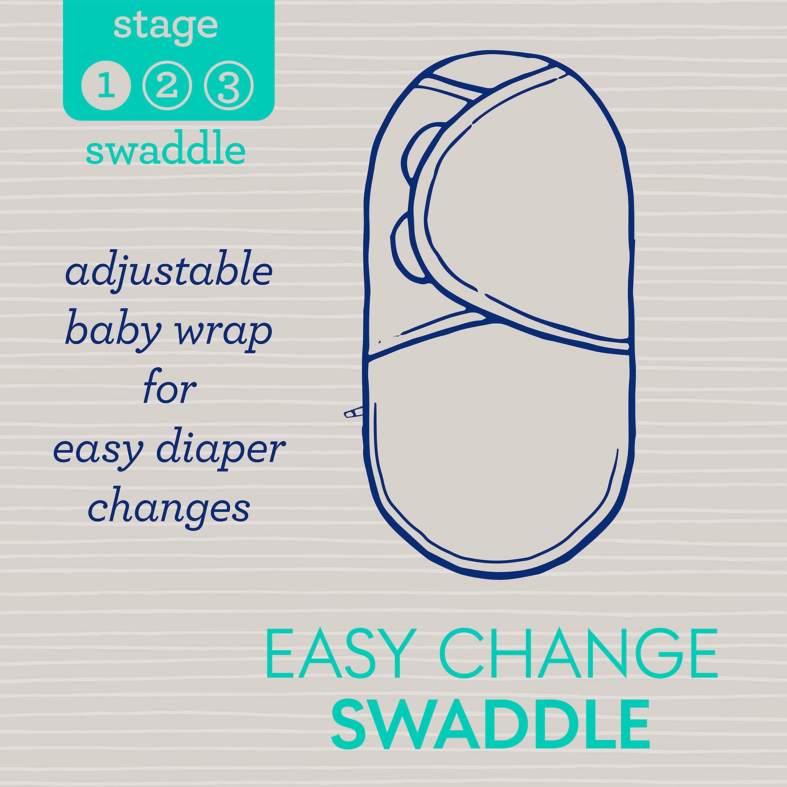 SwaddleMe Luxe Easy Change Swaddle β Size Small/Medium, 0-3 Months, 2-Pack (Water Color Indigo)