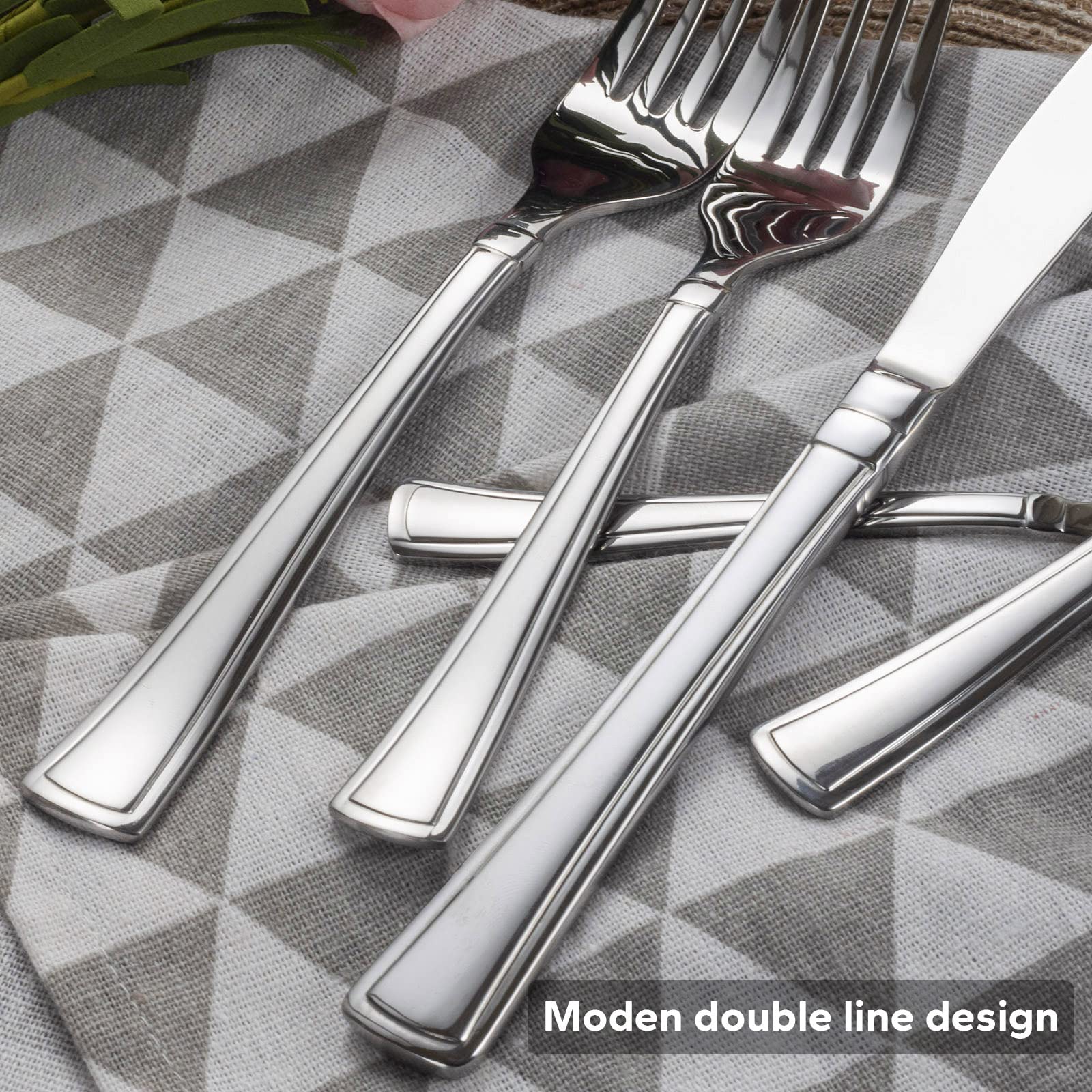 Alata Moss 20 Piece Silverware Set Service for 4,Premium Stainless Steel Flatware, Mirror Polished Cutlery Utensil Set,Durable Tableware Set,Include Fork Knife Spoon Set,Dishwasher Safe