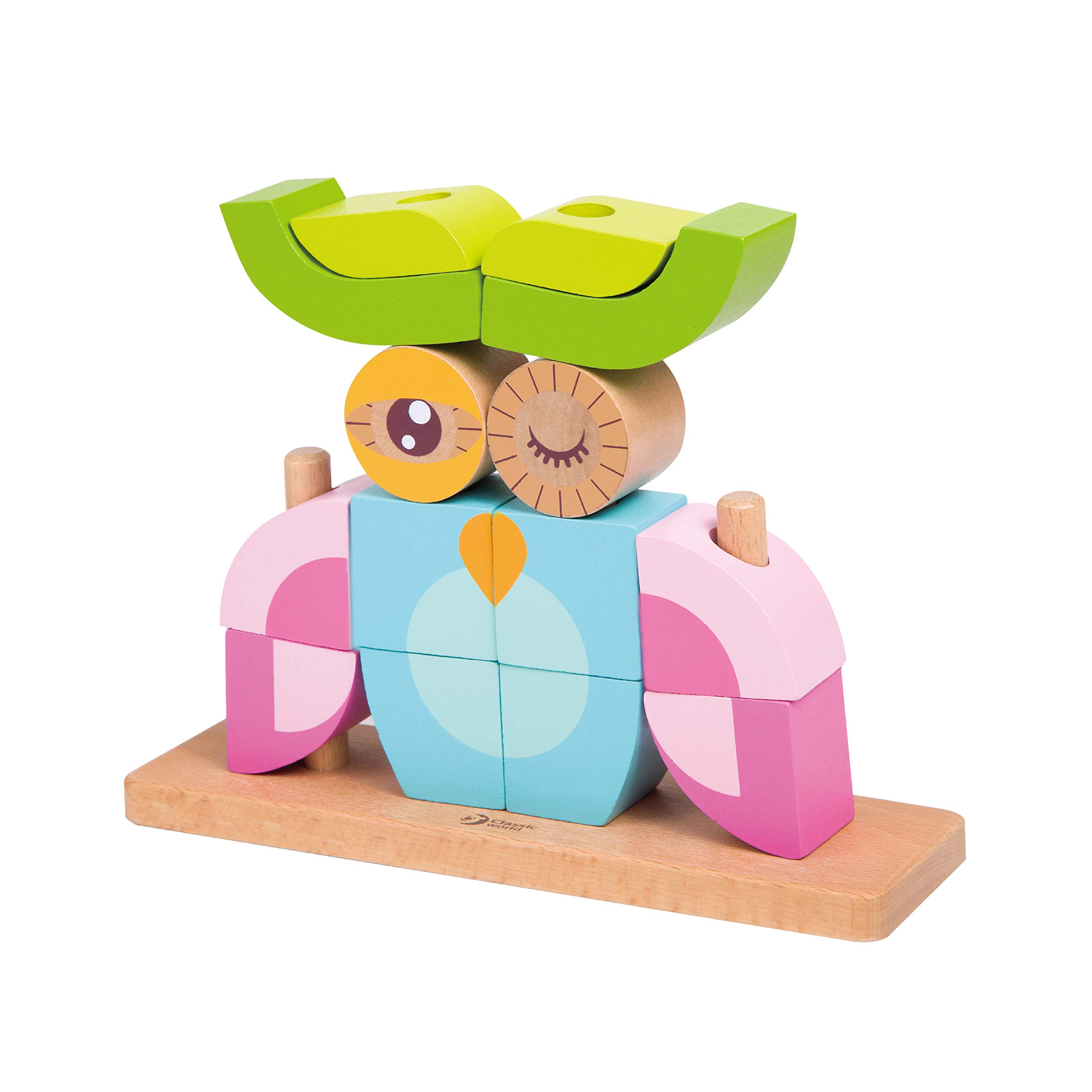 Classic World Wooden Toddler Montessori Toys Block Puzzle, Sorting and Stacking Puzzles for Babies and Toddlers, Peg Puzzle Stacker