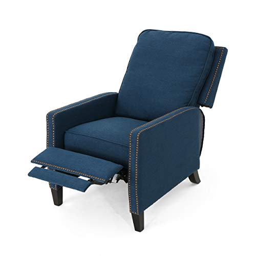Christopher Knight Home Armstrong Recliner, Navy Blue + Dark Brown