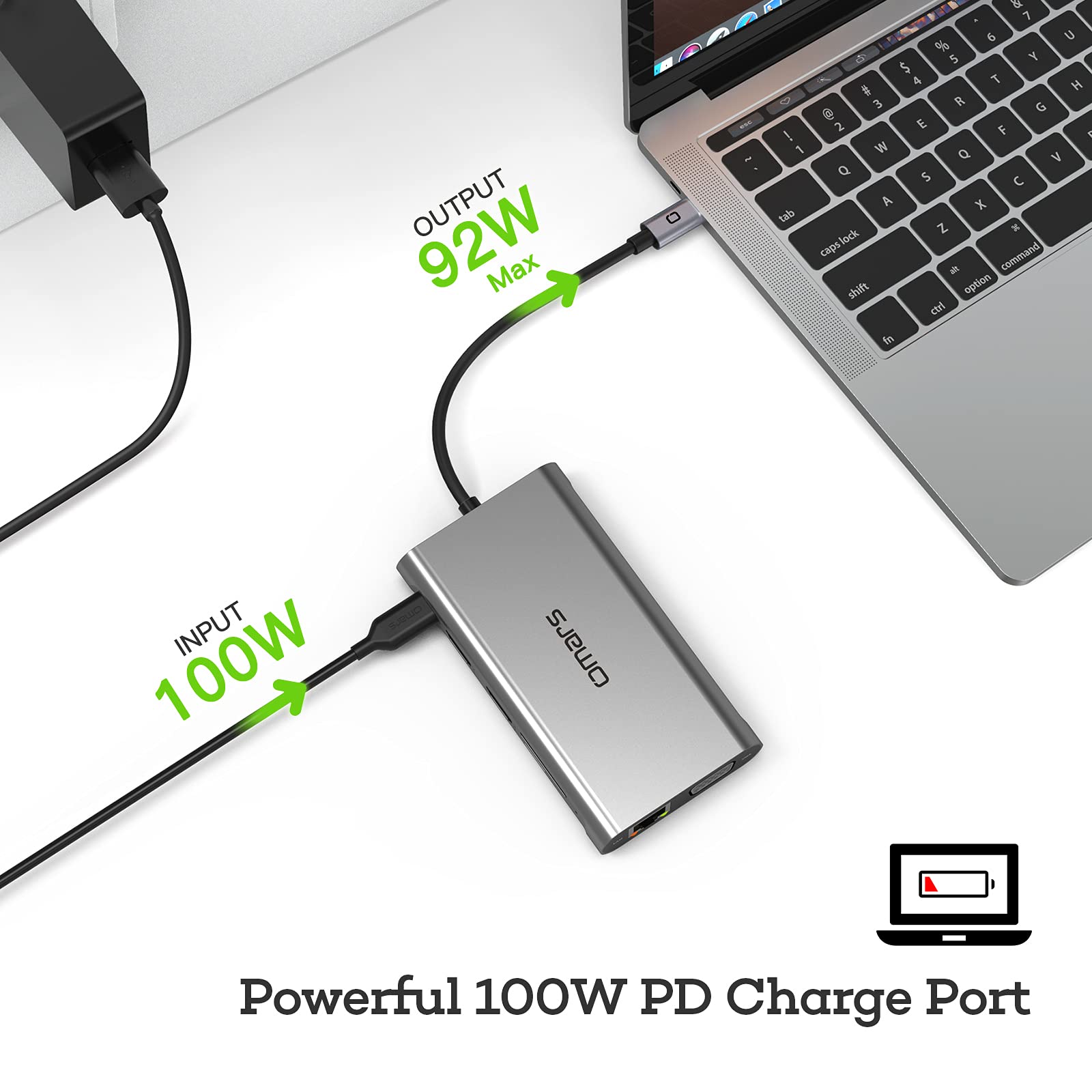 Omars USB C Docking Station + Portable Laptop Charger 24000mAh
