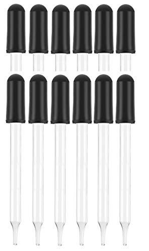 Set of 12 pc Glass Pipette Pipet Medicine Eye Droppers for Essential Oils and Science Laboratory (3" Straight)