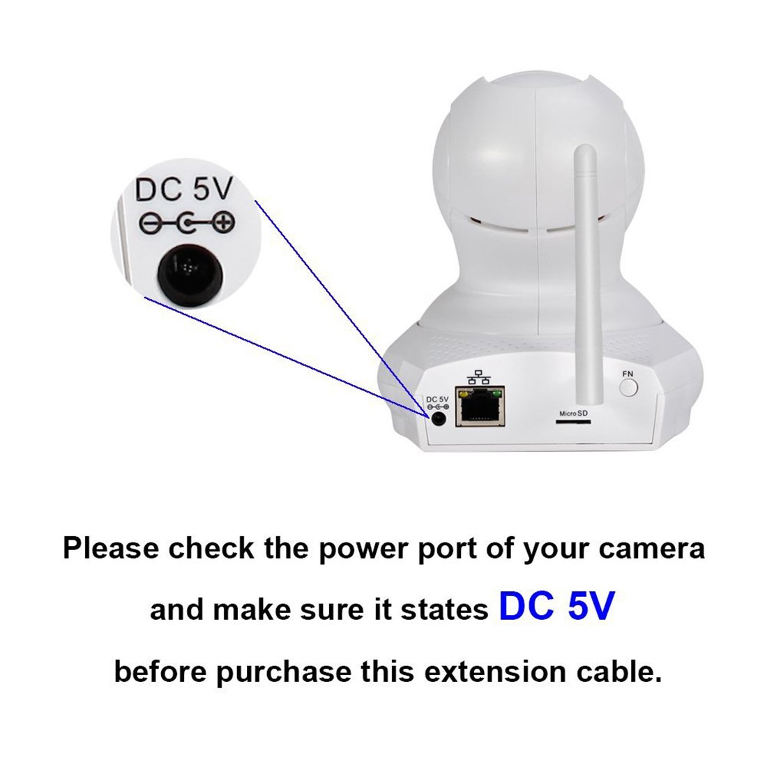Liwinting 5Meters/16.4Feet DC Power Adapter Extension Cable, 1.35mm x 3.5mm Male to Female Jack DC 5 V Power Adapter Plug Extension Cord for DC Power Adapter, CCTV Security Camera etc. - Black