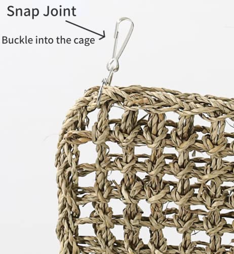 Bird Foraging Wall Toy Parrot Chewing Hanging Hook Toys Woven Climbing Hammock Mat Bird Climbing Net Climbing Cotton Rope Net Hanging Bird Climbing Rope (Large)