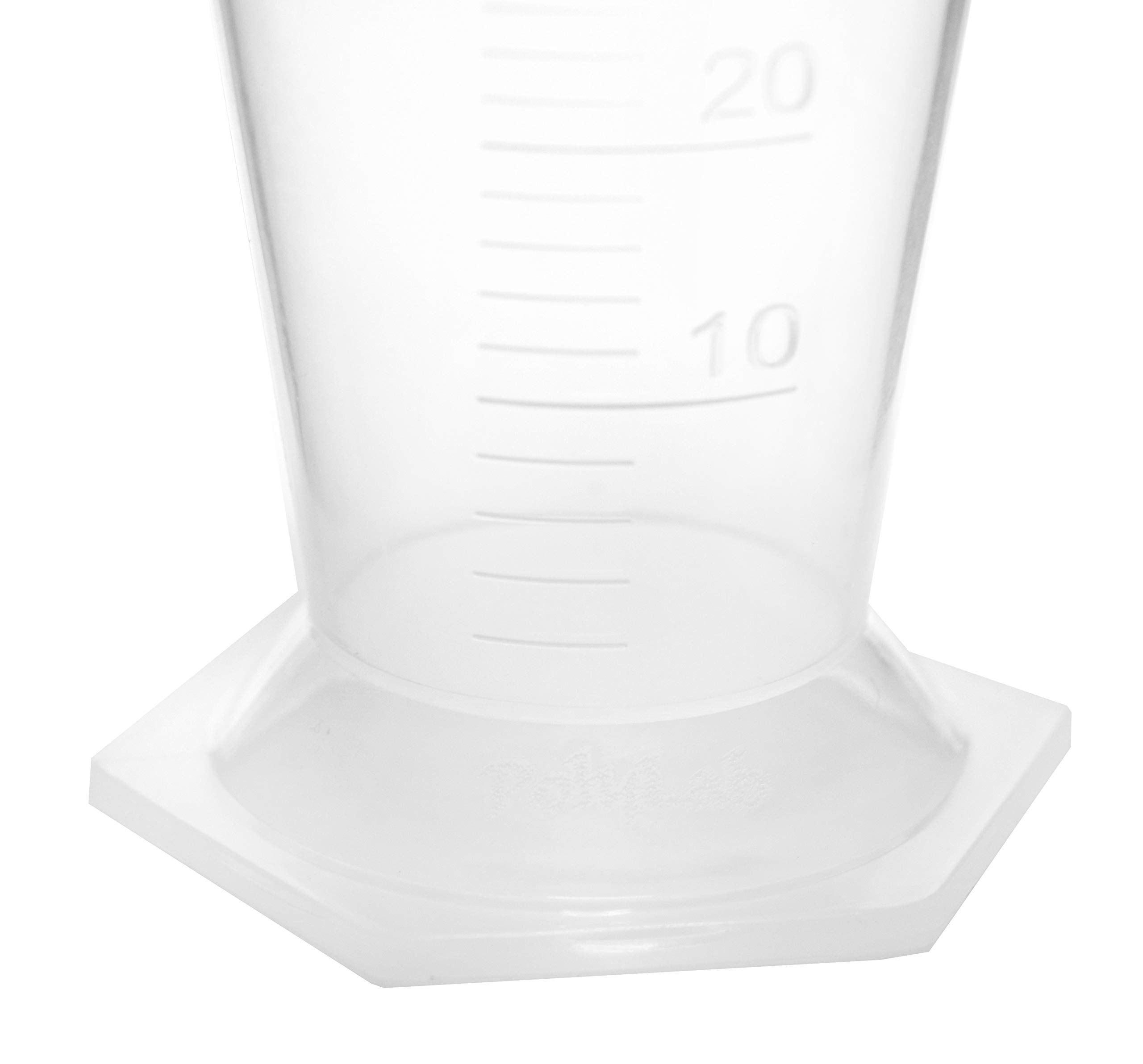 EISCO Conical Measure, 50ml - Polypropylene Plastic, Translucent - Pouring Spout - 2ml Raised Graduations - Hexagonal Base