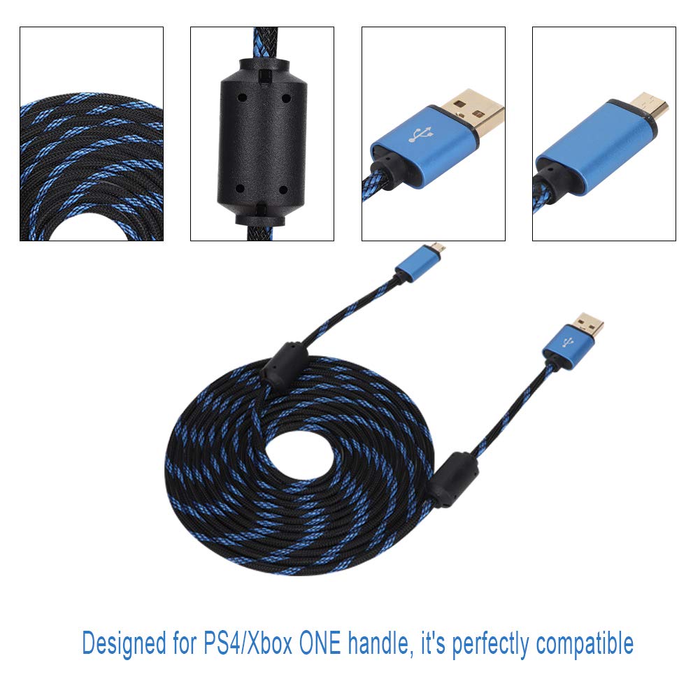 3M USB Charging Cable for PS4, Xbox One Controller, Gold-Plated Micro USB 2.0 High Speed Cable Fast Charging Cord