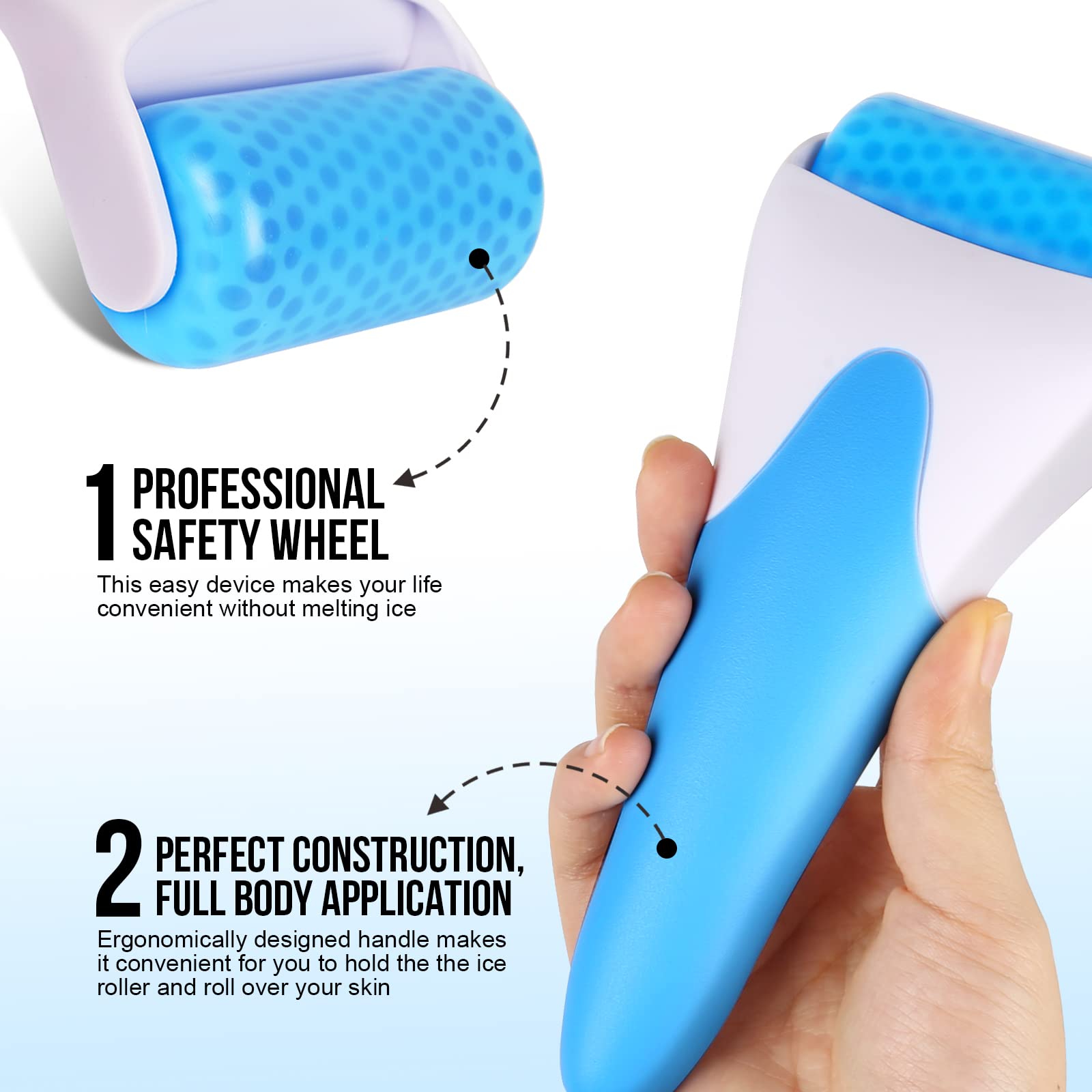 Teenitor Blue Ice Roller for Face, Ice Face Roller, Face Massager Tool, Puffiness Migraine Pain Relief and Minor Injury, Face Roller Skin Care