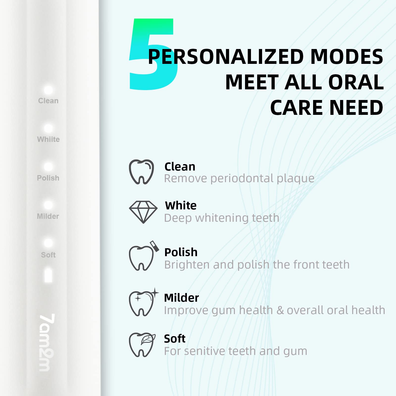 7AM2M Sonic Electric Toothbrush 2 Pack Set for Kids and Adults, 12 Brush Heads,5 Adjustable Modes, Built-in 2-Minute Smart Timer, USB Charge IPX7 Waterproof SonicToothbrush (PINK&WHITE)