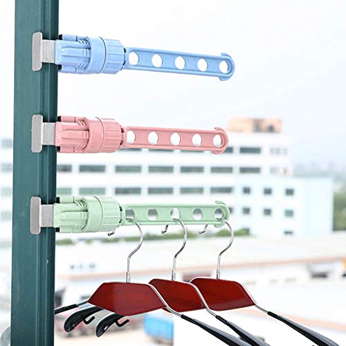 Maserfaliw Clothes Hanger Portable Indoor Balcony 5 Hole Clothes Hanging Drying Rack Window Frame Hanger Pink