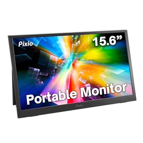 Pixio PX160 Portable Monitor 15.6 inch 60Hz Refresh Rate FHD 1080p Resolution IPS Panel HDR Screen Cover Stand USB-C HDMI Display for Laptop, PC, Console, Phone