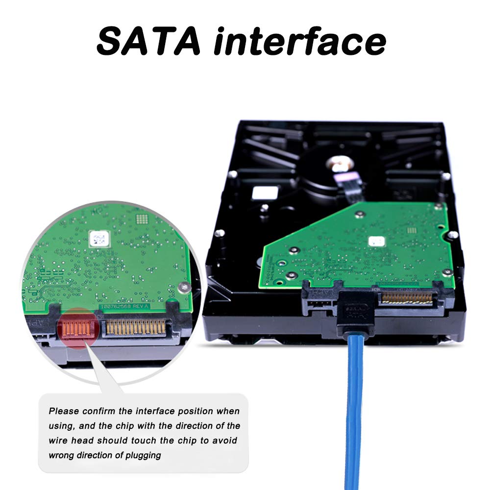 DaKuan Set of 12, Straight and 90 Degree Right-Angle SATA III Cable 6.0 Gbps with Locking Latch, SATA III Cable (6X Black, 6X Blue)
