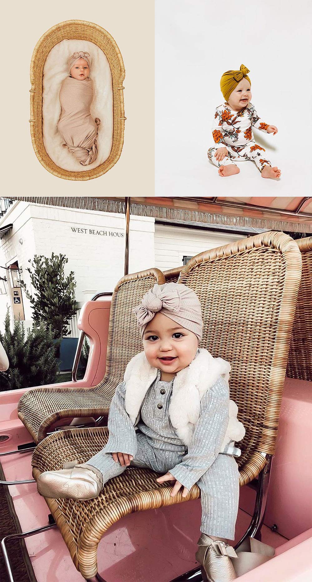 Newborn Baby Toddler Cotton Hat Baby Girl Knotted Hat Cute Donut Soft Turban Bow Cap Set (BHT 8)