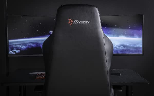 Arozzi - Vernazza Premium PU Leather Ergonomic Gaming/Office Chair with High Backrest, Recliner, Swivel, Tilt, Rocker, Adjustable Height & Adjustable Lumbar & Neck Support - Black - Red Accents