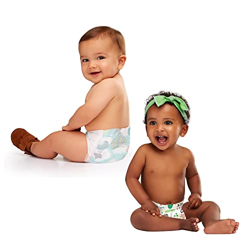 The Honest Company Clean Conscious Diapers | Plant-Based, Sustainable | Above It All + Barnyard Babies | Super Club Box, Size 1 (8-14 lbs), 160 Count