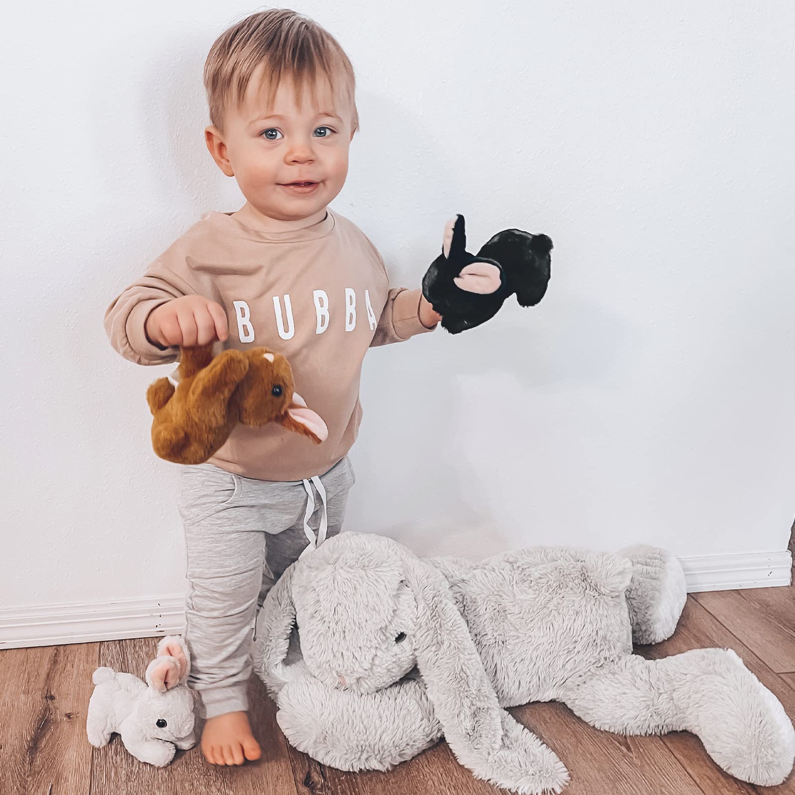 BENINY 4Pcs Bunny Stuffed Animal - 24"" Large Stuffed Bunny Rabbit Plush Toy Gifts for Kids - Cuddly Mommy Bunny Surprise with 3 Small Bunnies