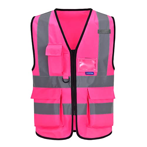 A-SAFETY Pink Safety Vests for Women,Working Safety Vest with Reflective Strips,XXL