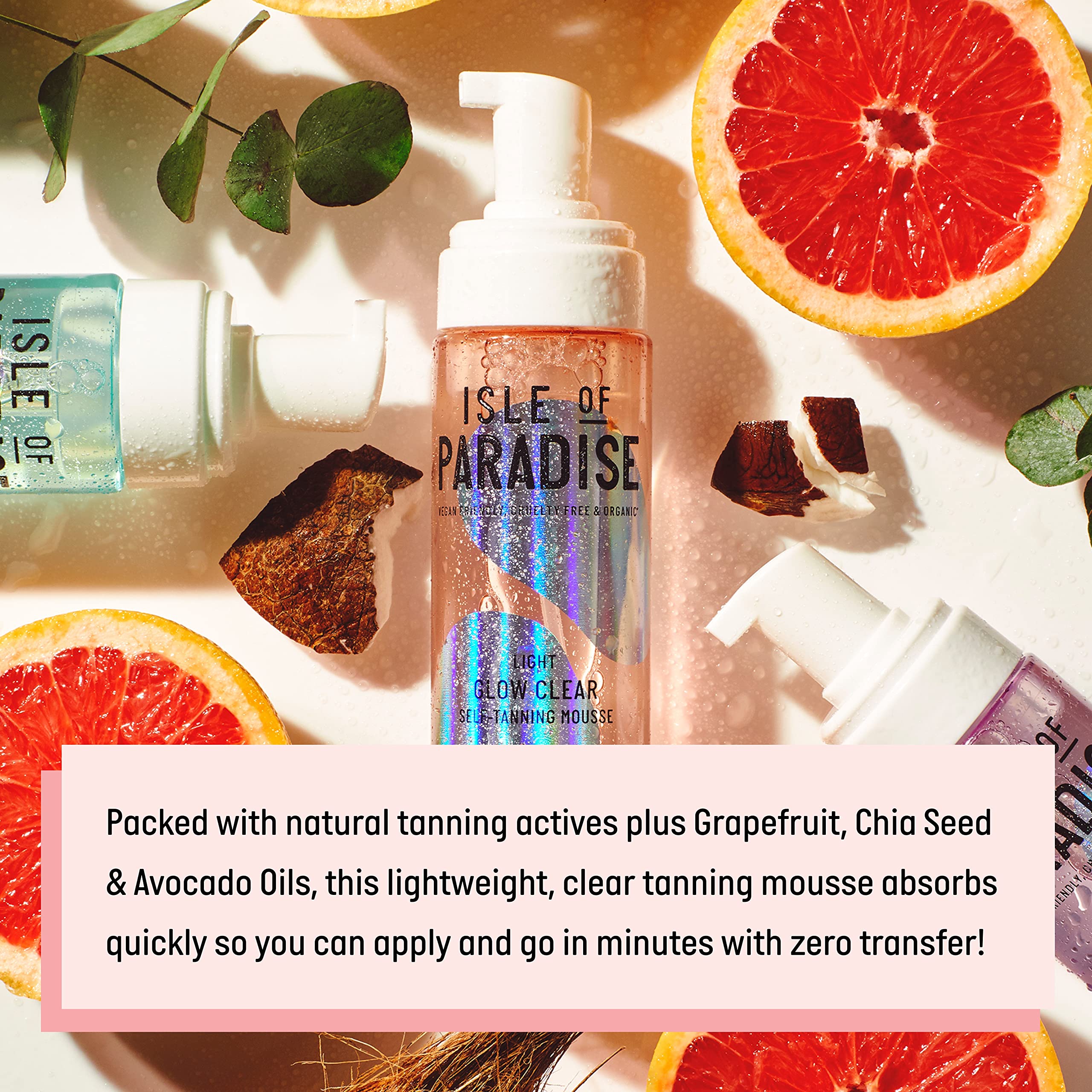 Isle of Paradise Glow Clear Self-Tanning Mousse, Medium (Golden Glow) - Red Cancelling and Color Correcting Tanning Foam, Vegan and Cruelty Free, 6.76 Fl Oz