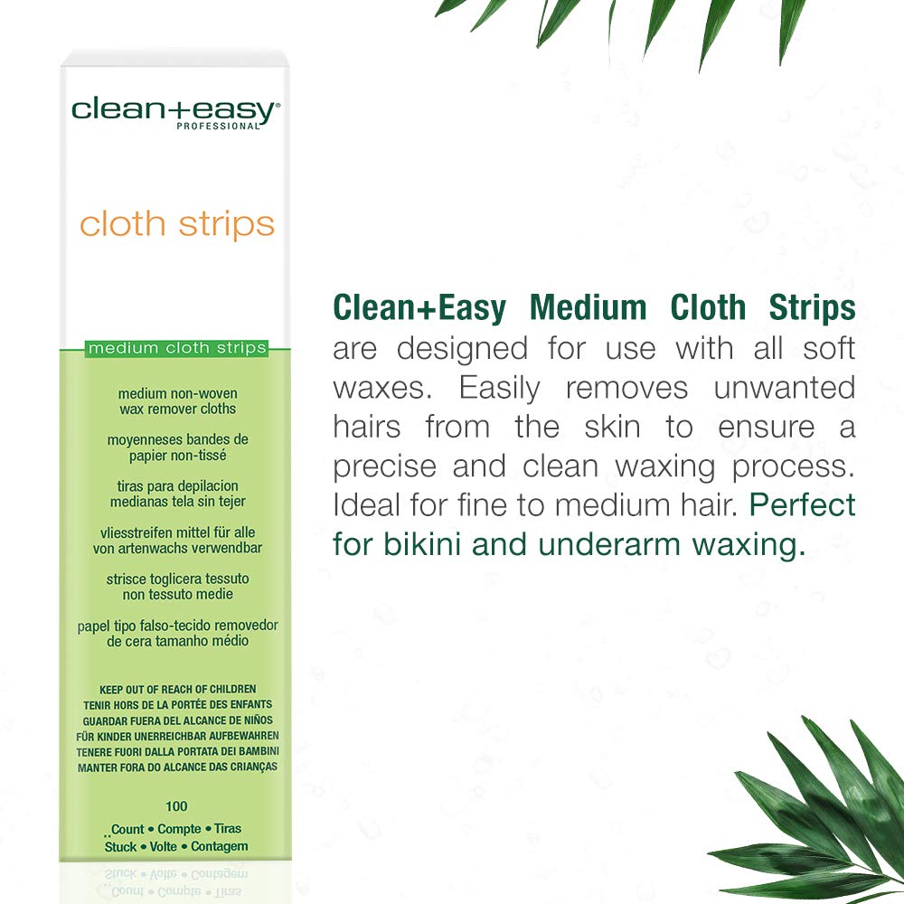 Clean + Easy Cloth Strips, Medium Non-Woven, Wax Remover Cloths, 100-ct, 1-pack