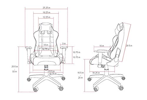 Arozzi - Verona Junior Ergonomic Computer Gaming/Office Chair with High Backrest, Recliner, Swivel, Tilt, Rocker, Adjustable Height and Adjustable Lumbar and Neck Support - Red