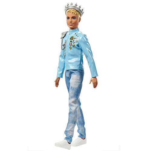 Barbie Princess Adventure Prince Ken Doll (12-inch) Wearing Jacket, Jeans and Crown, Makes a Great Gift for 3 to 7 Year Olds