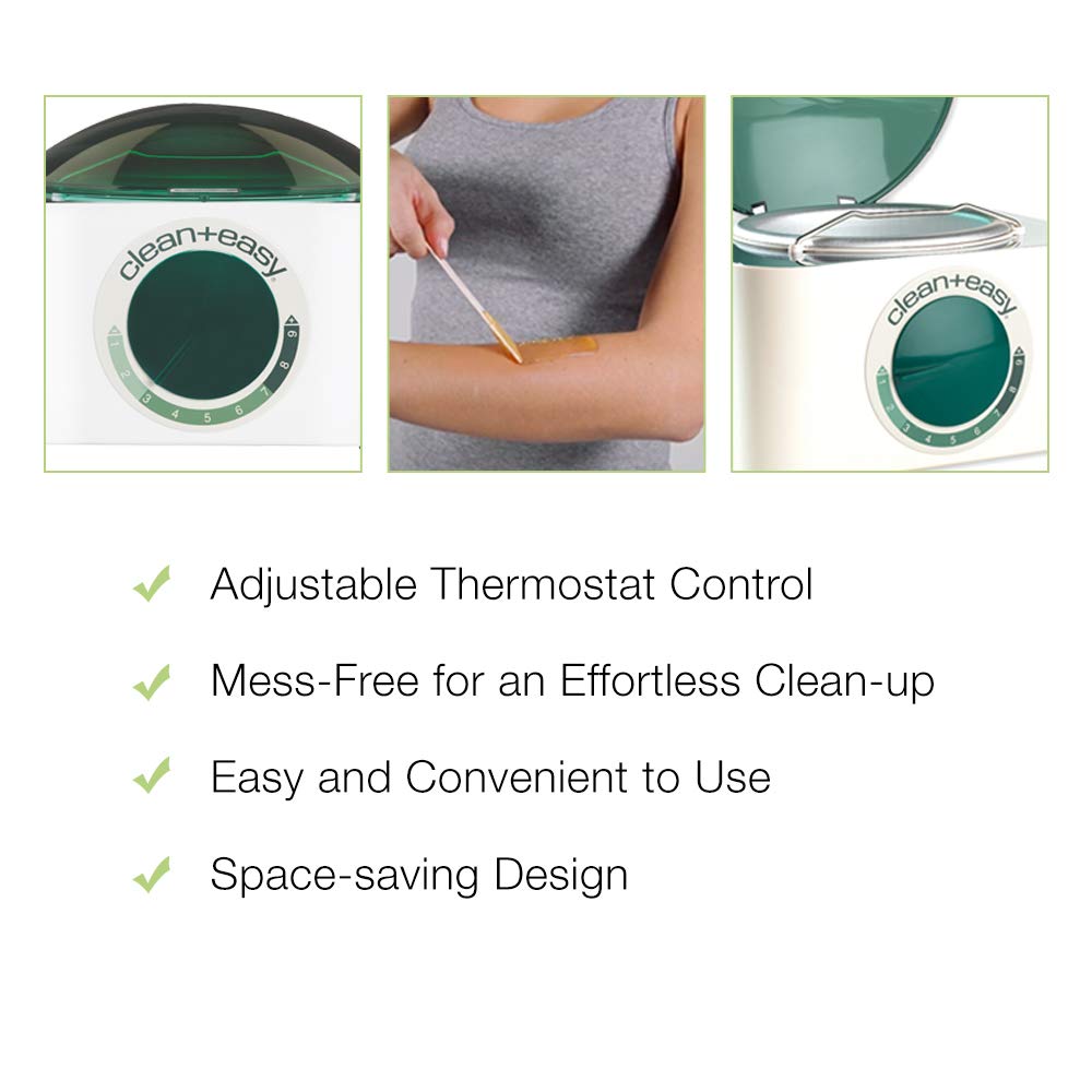 Clean + Easy Deluxe Warmer Only - Thermostatically Controlled Wax Heater with Unique Scraper Preventing Wax Drips for Hygienic Hair Removal Treatment, (120V)
