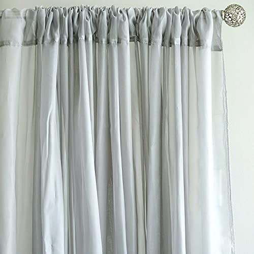 BalsaCircle 10 feet x 10 feet Silver Sheer Voile Backdrop Drapes Curtains 2 Panels 5x10 ft - Wedding Ceremony Party Home Decorations