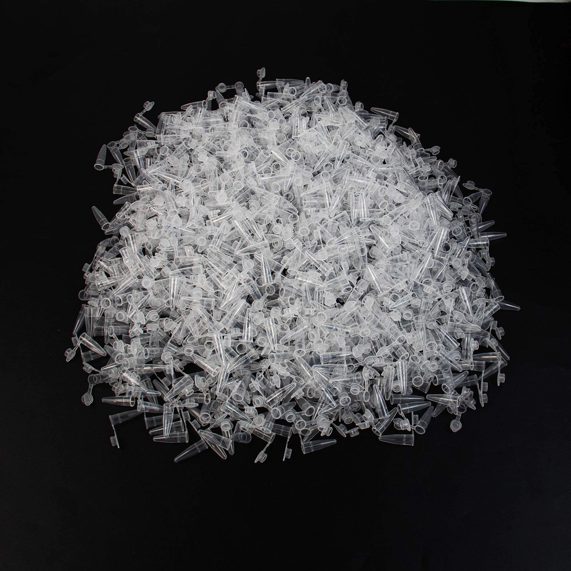 AUEAR, 1000 Pack 0.2ml Micro Centrifuge Tube with Lids Plastic Sample Small Bottle Container Test Vials Micro Centrifuge Tube Clear