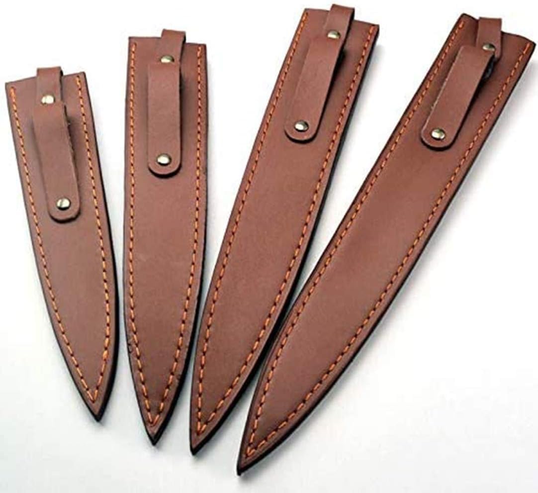 Aibote Leather Scabbard Fish Filet Sashimi Knife Sheath With Belt Loop Case Hunting Holster Chef Knives Holder Sheaths Bag Pocket for Double Edge Knives Fruit Knives(8inch)