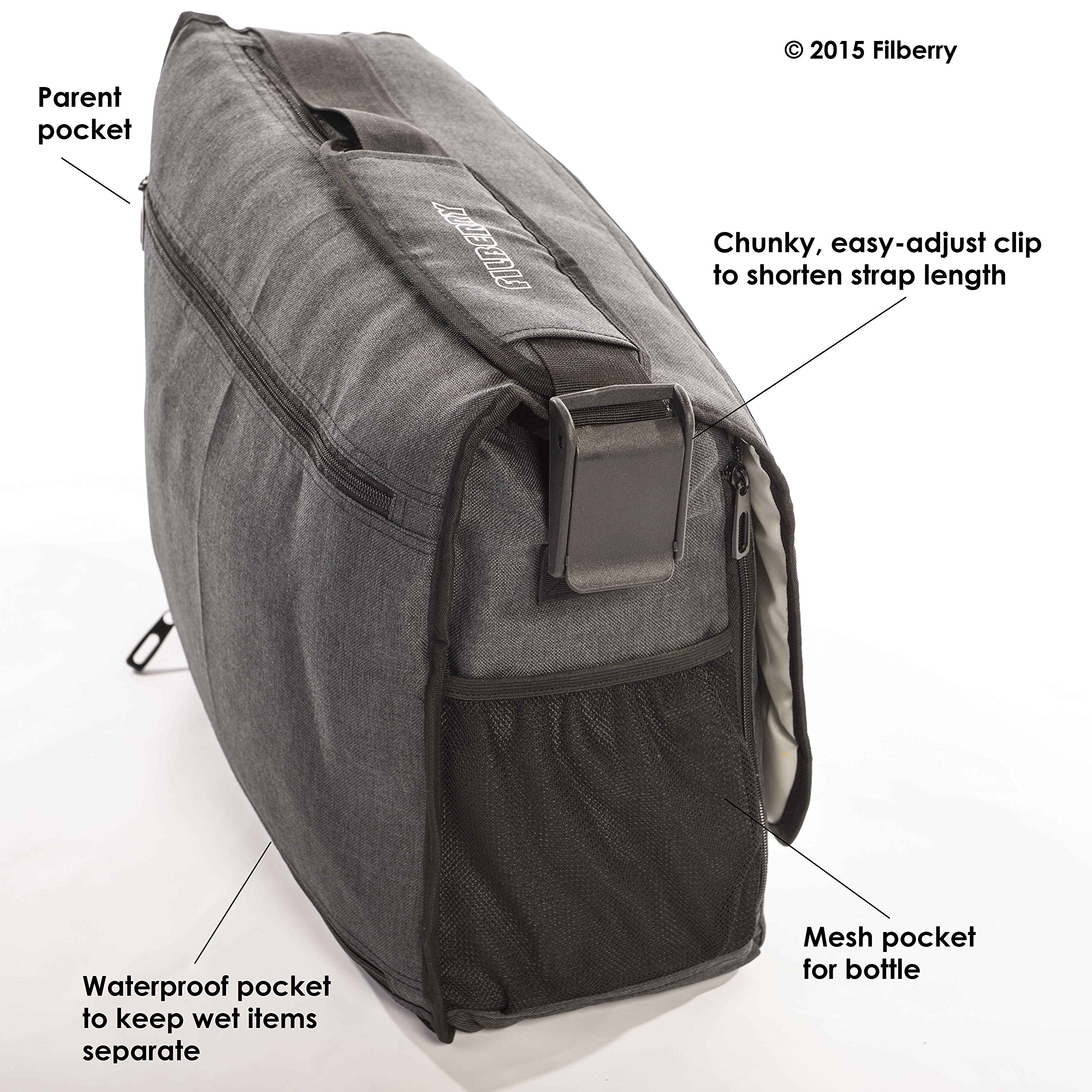 Filberry Messenger DIAPER BAG for DADS & MOMS to share baby care! - Top zipper for easy access - Large - Grey/Black – MEN love it!