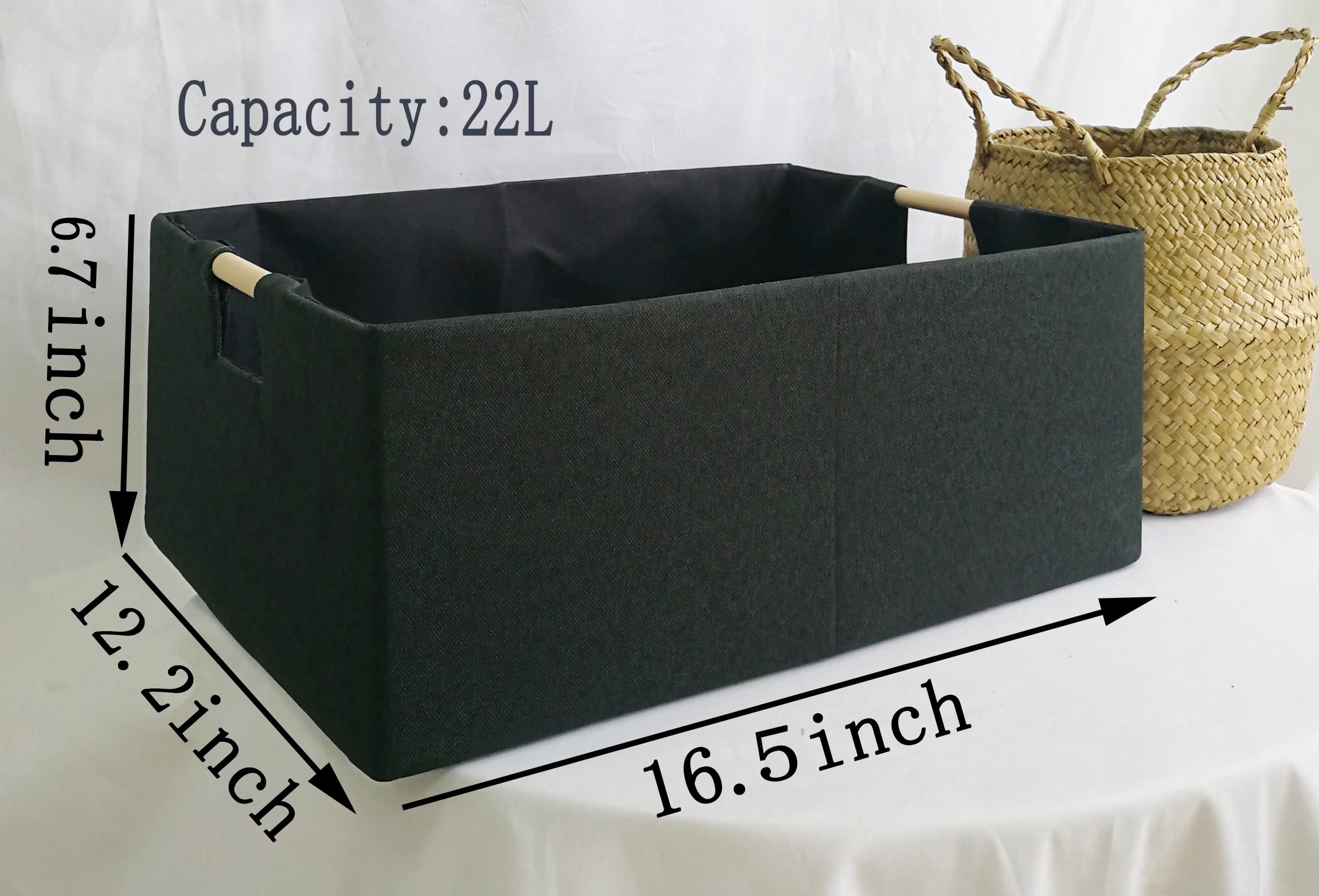 FUULOXE Storage Bin for Shelves Rectangle Closet Baskets Foldable Box with Handles, Gray Storage Bins, Storage Boxes for Home Office Car Dormroom