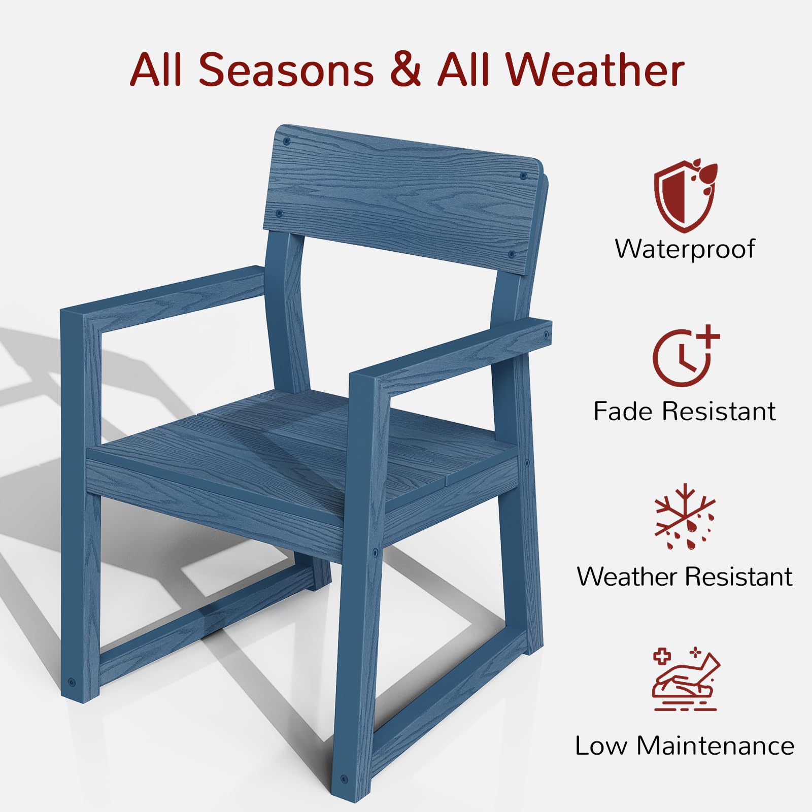All-Weather Outdoor Chairs, Patio Dining Chair with Curved Backrest, 400 lbs Support Garden Chair, Black