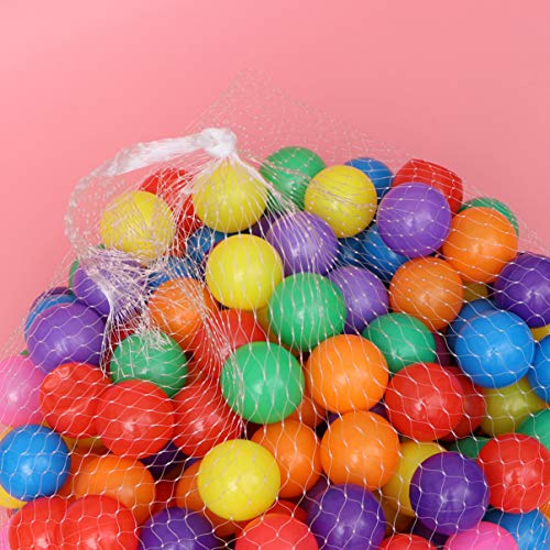 LIOOBO 200 Pcs Crush Proof Plastic Ball Colorful Ocean Ball Pool Play Balls for Baby Kids Toddlers (Macaron Mixed Color Mesh Bag Packing)