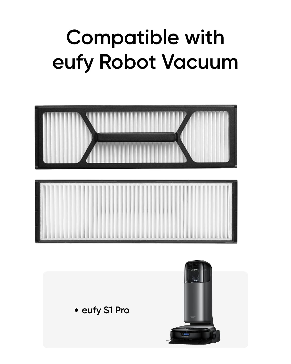 eufy High-Performance Filter for Robot Vacuum Omni S1 Pro, 2 Packs Included